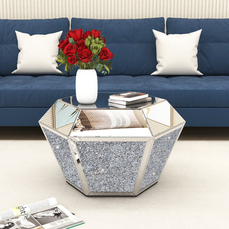 Everly Quinn Amla Mirrored Diamond Coffee Table & Reviews | Wayfair